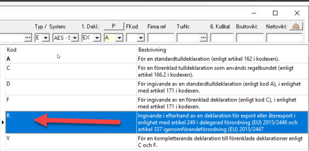 AES - Process to submit a declaration retrospectively