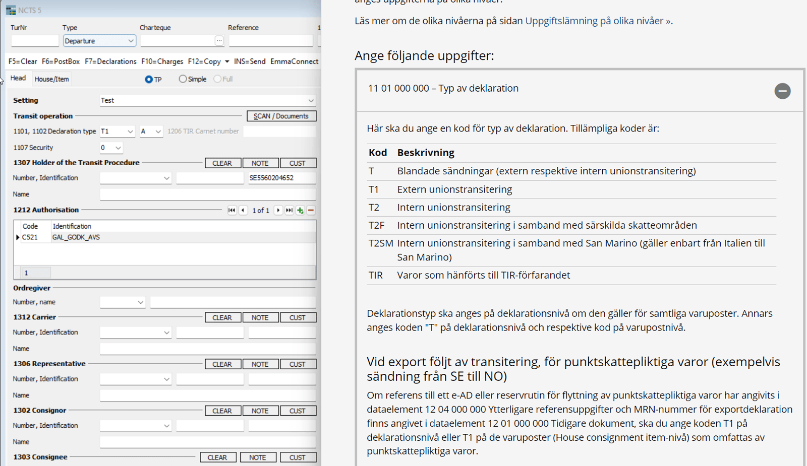 NCTS 5 SE - Departure