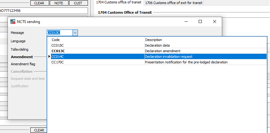 NCTS 5 NO - Cancellation
