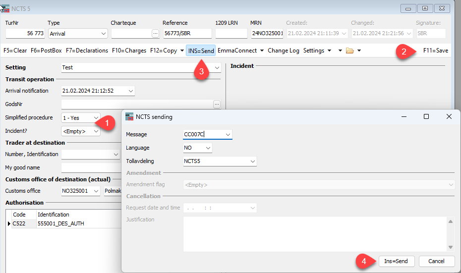 NCTS 5 NO - Arrival and Unloading message