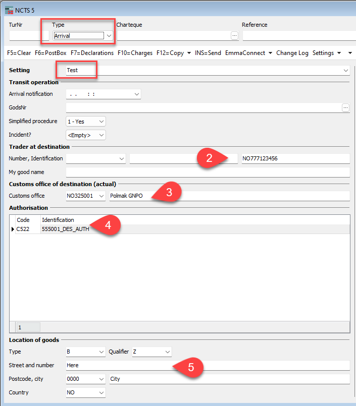 NCTS 5 NO - Arrival and Unloading message