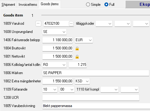 AES - Customs declaration for exports - CC515C