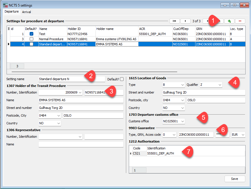 NCTS 5 NO - Functions & Default settings