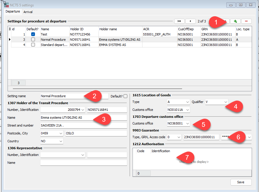 NCTS 5 NO - Functions & Default settings