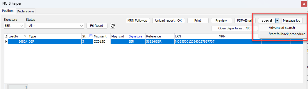 NCTS 5 NO - Fallback Procedure