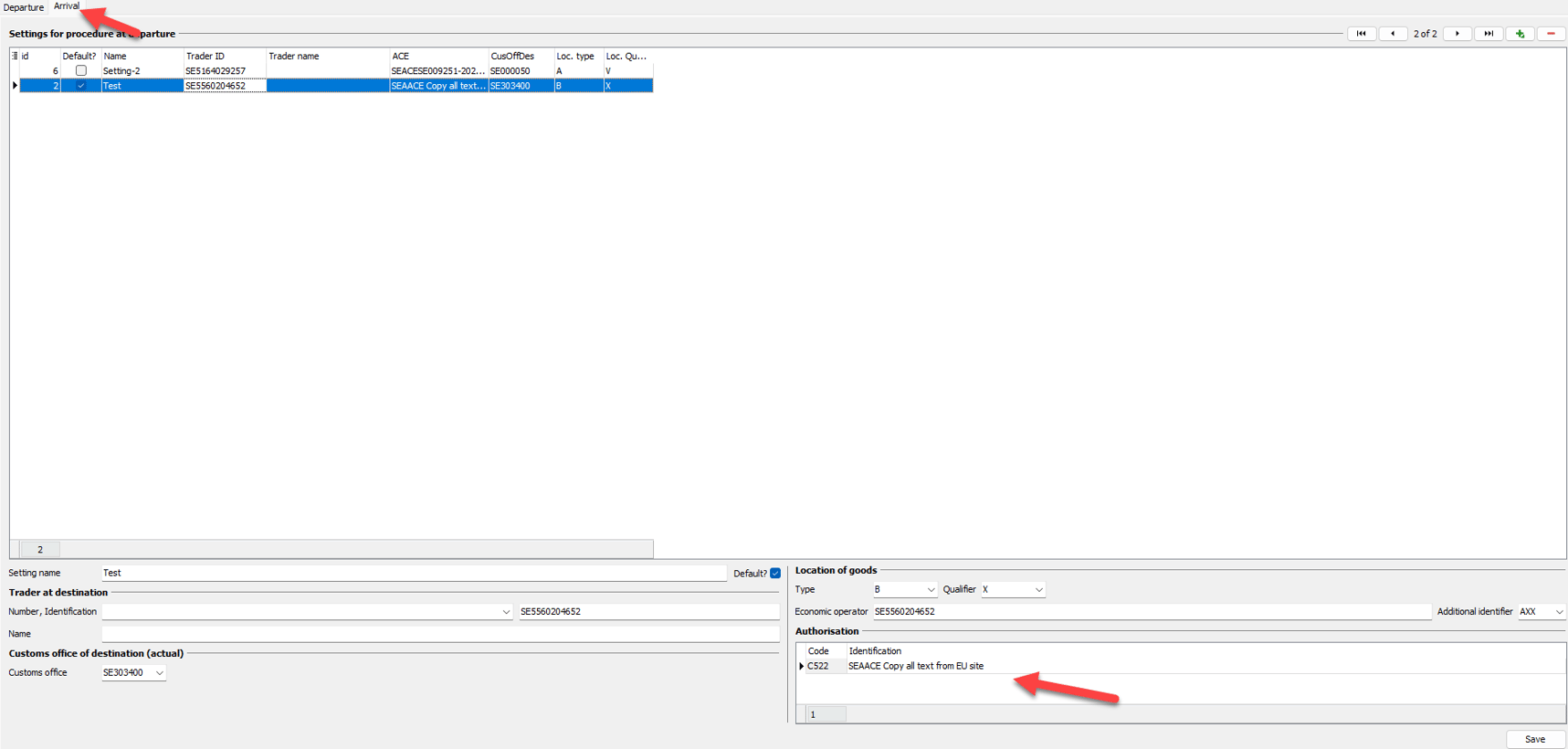 NCTS 5 SE - Functions and default setup