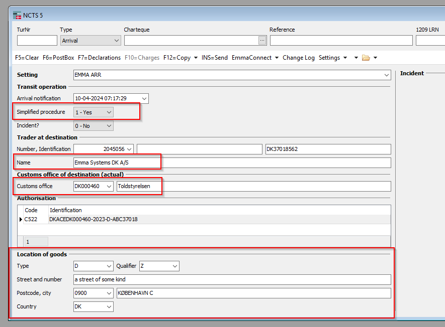 DMS Forsendelse NCTS 5 DK - Arrival Notice and Unloading message